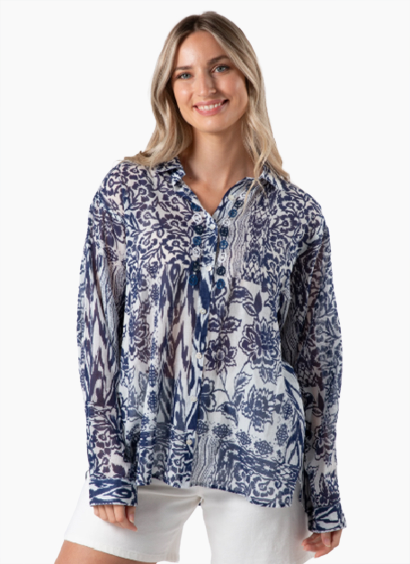 Stella + Gemma Syros Blouse Medina Blue | Shop Stella + Gemma Online