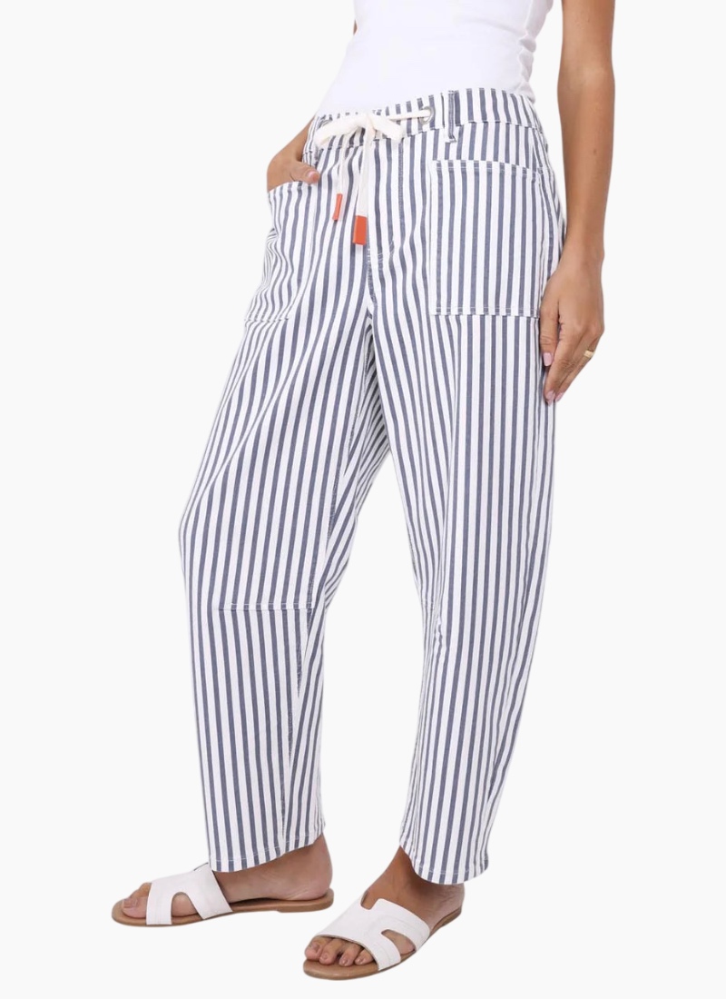 Monaco Carter Barrel Jean - Blue/White Stripe | Shop Monaco Online