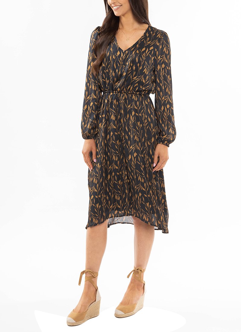 Seeking Lola Awe Filled Dress - Wheat Sheef Dobby | Buy Online at Mode ...